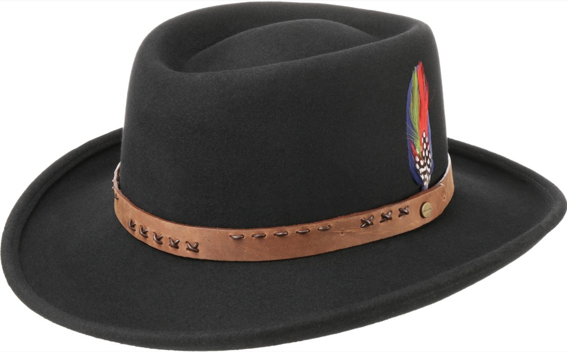 Kjøp Stetson Gambler Woolfelt Black with Leather Band Kjøp Stetson Gambler Woolfelt Black with Leather Band